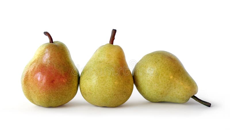 Three Yellow Pears Isolated Stock Photo - Image of vegetarian, snack ...