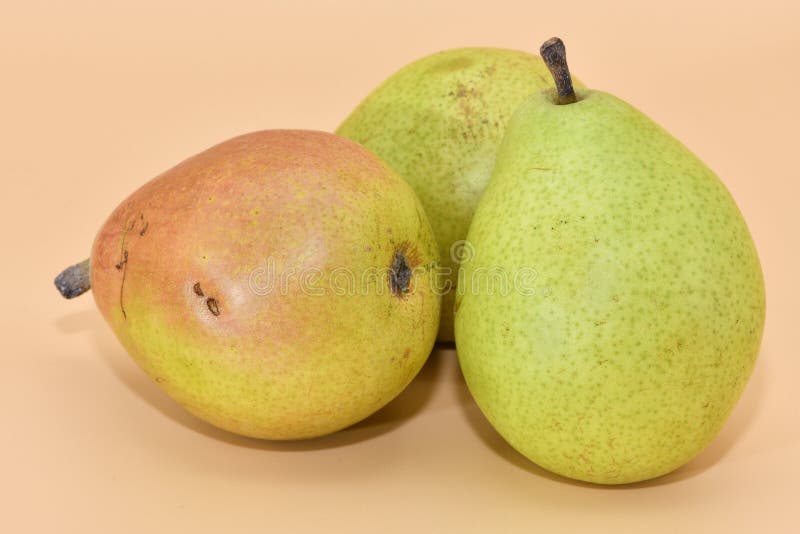 Three Pears in an Isolated Shoot. Stock Image - Image of food ...
