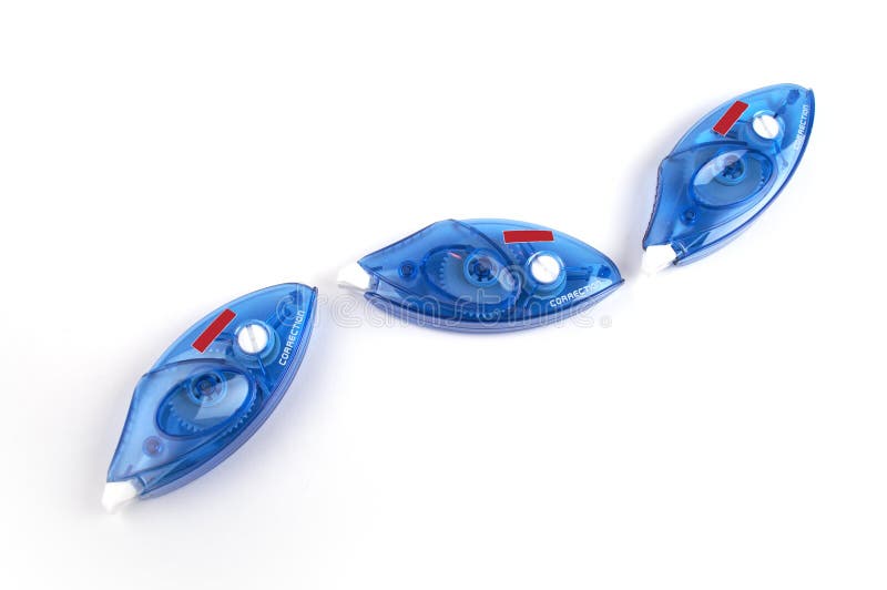 Three pen correctors 2 stock image. Image of tape, isolated - 4345215