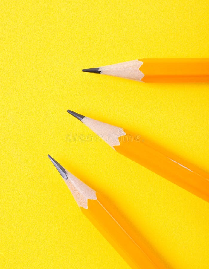 Three Pencils on Yellow. Top View Stock Image - Image of mechanical ...