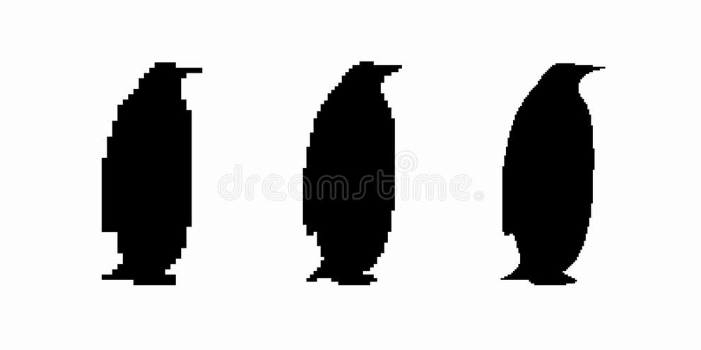 Three Penguin Silhouettes Standing Side by Side in a Simple ...