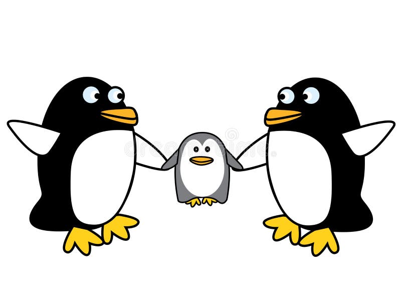 Happy Family Of Three Penguins Stock Vector - Illustration of love ...