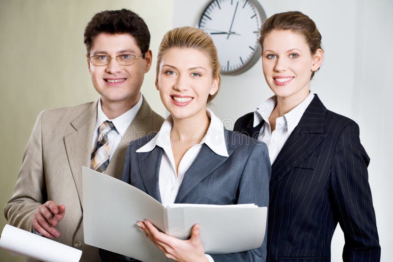 Three people stock photo. Image of colleagues, female - 4058752