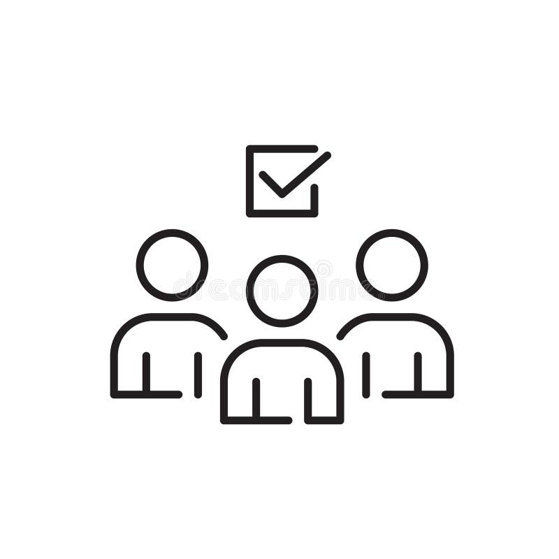 Three People with Checkmark Symbol. Finding the Right Candidate. Pixel Perfect Icon Stock Vector ...