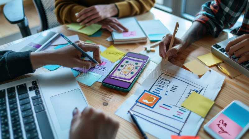 Team Designing a Smartphone App.AI Generated Image Stock Photo - Image ...