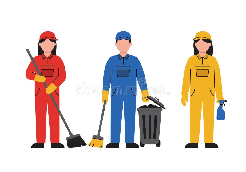 Clean up crew clipart stock vector. Illustration of people - 367908894