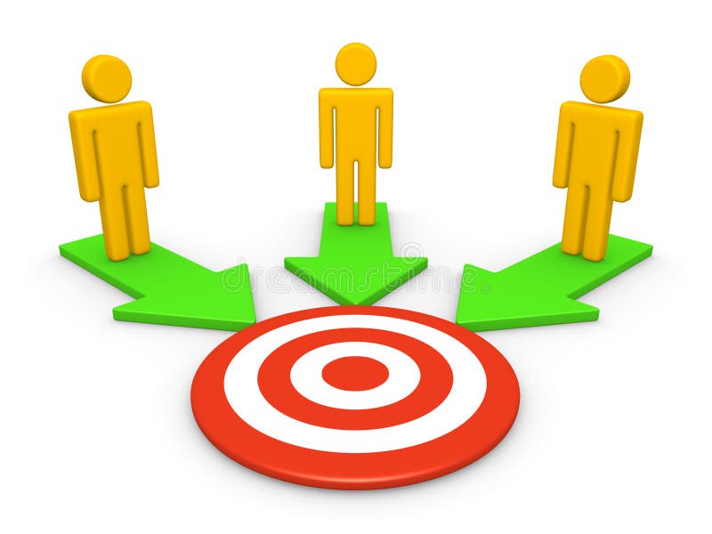 Three People with Common Target Stock Illustration - Illustration of ...
