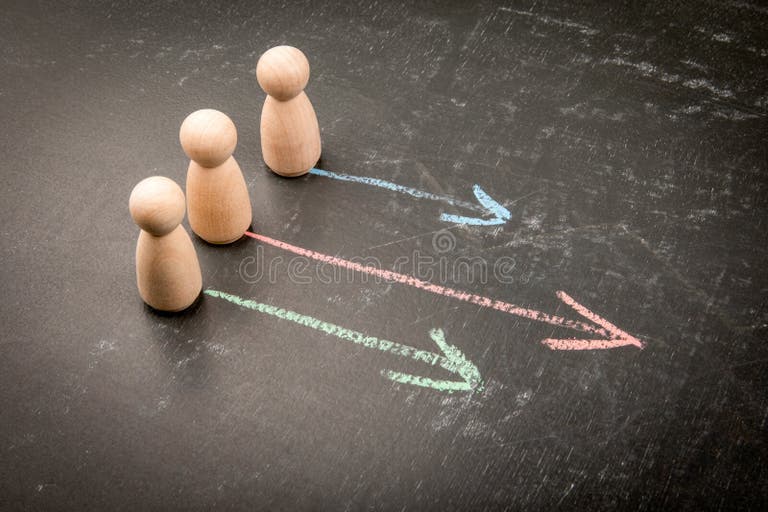 Three People Figures Choosing Different Paths Represented by Arrows ...