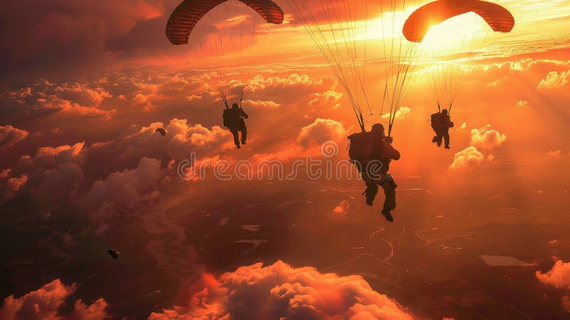 Three People are Flying through the Sky in a Hot Air Balloon Stock ...