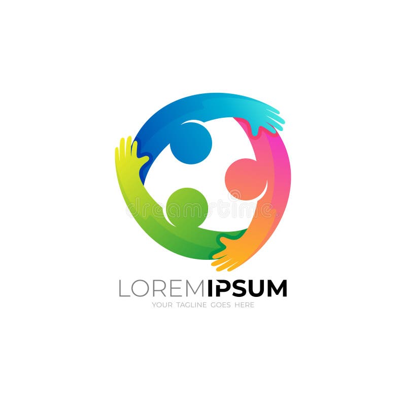 Three People are Hugging and Forming a Circle Stock Illustration ...