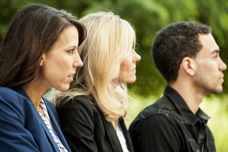 Three People Looking To the Right. Stock Photo - Image of differential ...