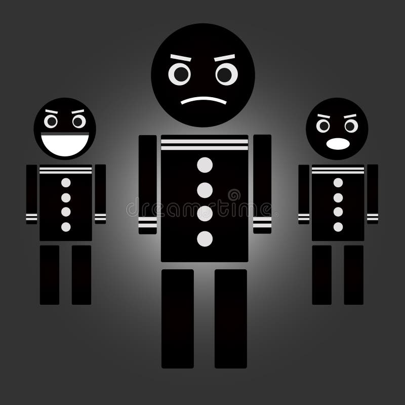 Three people stock vector. Illustration of face, rectangle - 70670422