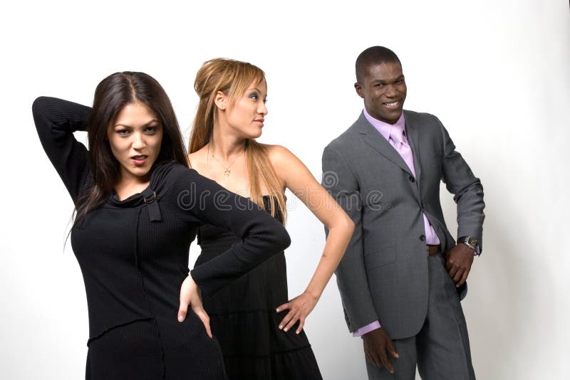 Three People Posing stock image. Image of black, expression - 1763583