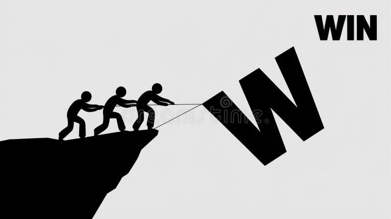 Three People are Pulling a Rope Stock Illustration - Illustration of ...