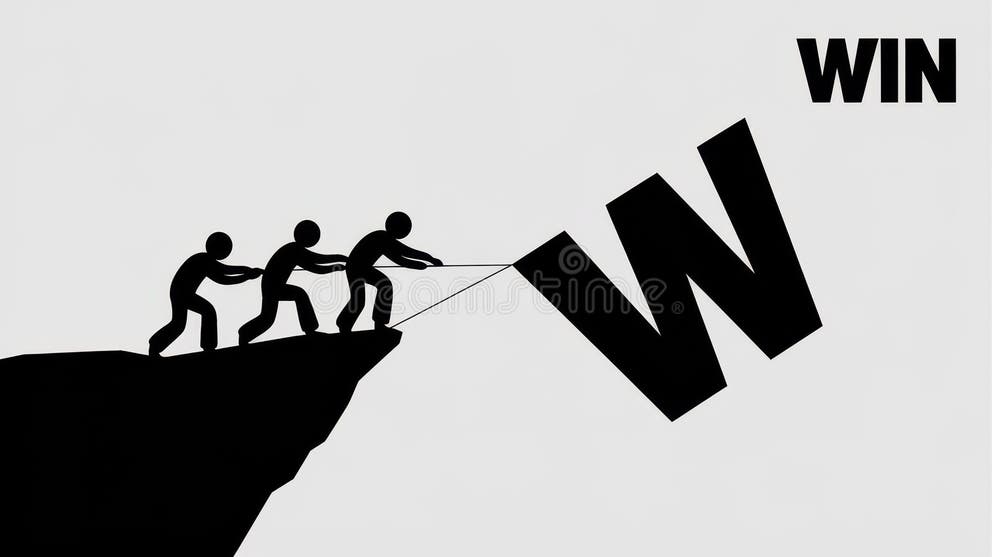 Three People are Pulling a Rope Stock Illustration - Illustration of ...