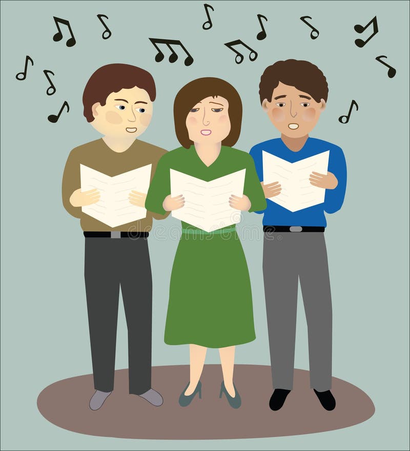 Three People Singing stock vector. Illustration of december - 62707403