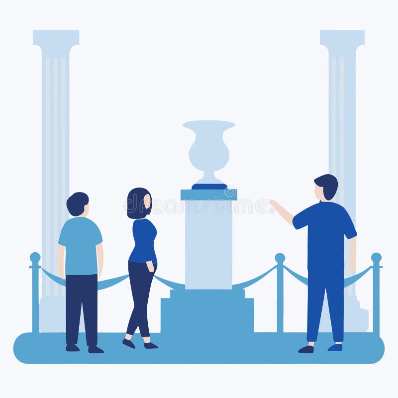 Three People are Standing in Front of a Statue, with One Man Pointing ...