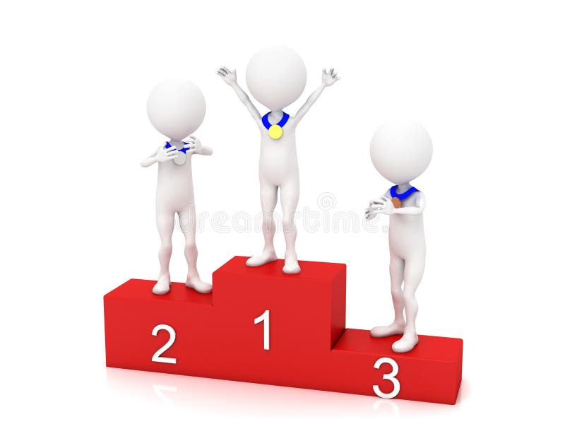 Three People in the Winners Podium Stock Illustration - Illustration of ...