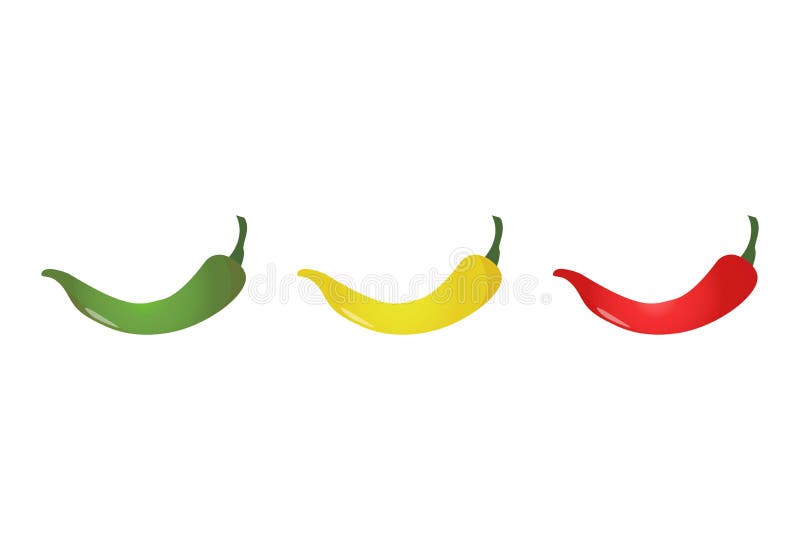 Three Pepper Colors. Chili Peppers Mild Medium Hot Stock Vector ...