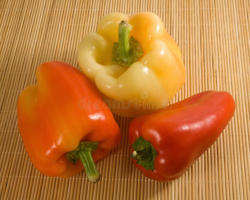 Three Peppers on the Table Closeup Stock Photo - Image of vegetarian ...