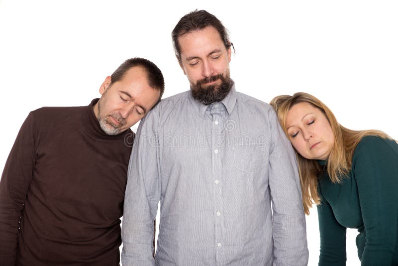 Three Persons Sleeping Standing Up Stock Photo - Image of three ...