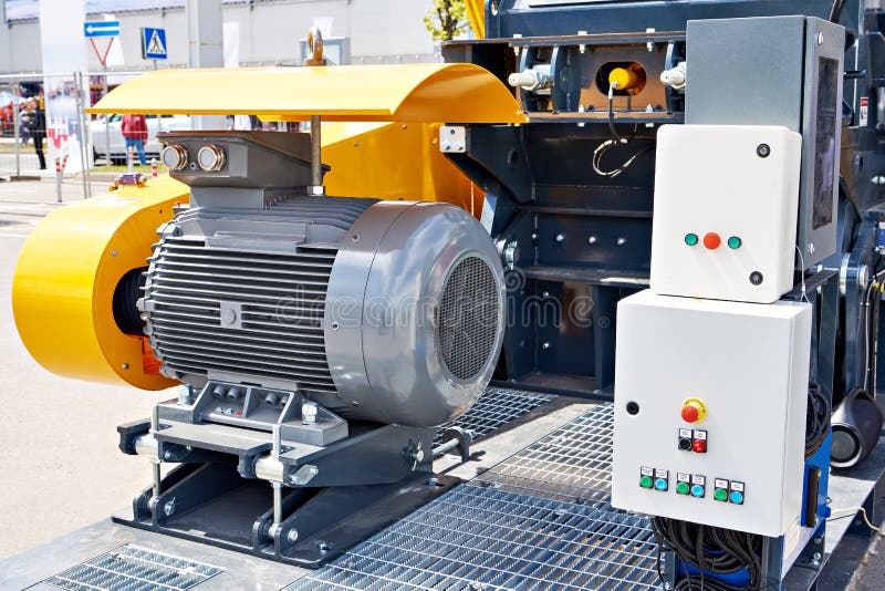 Three-phase Asynchronous Electric Motor and Control Panel Stock Photo ...