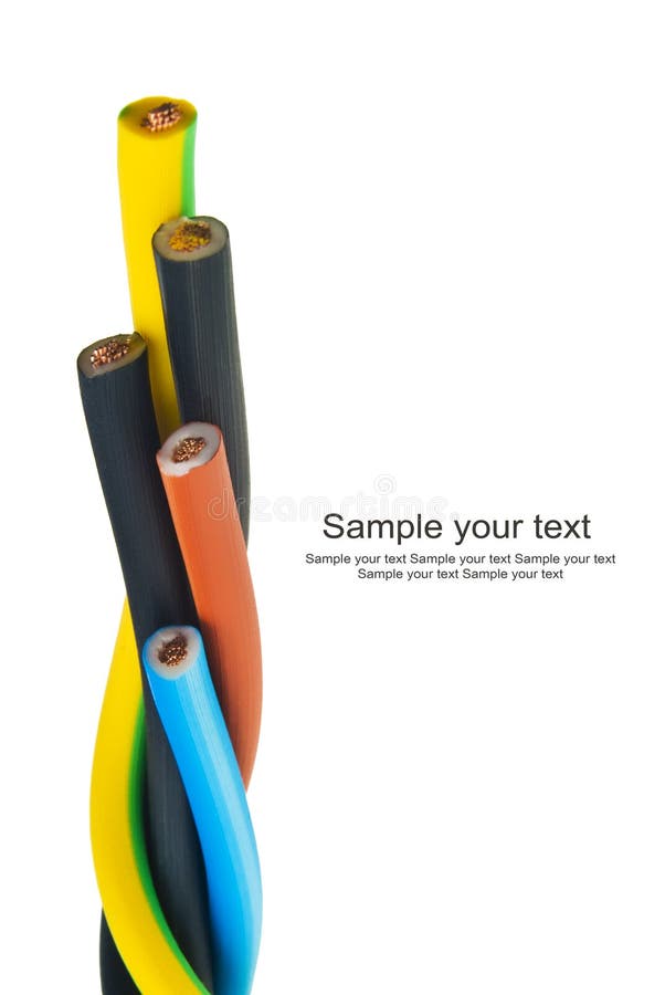 Three-phase electric cable stock photo. Image of close - 42763302