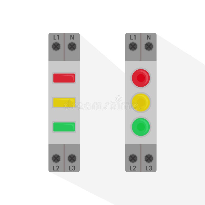 Three Phase Indicator for DIN Rail Mounting. Flat Style Stock Vector ...