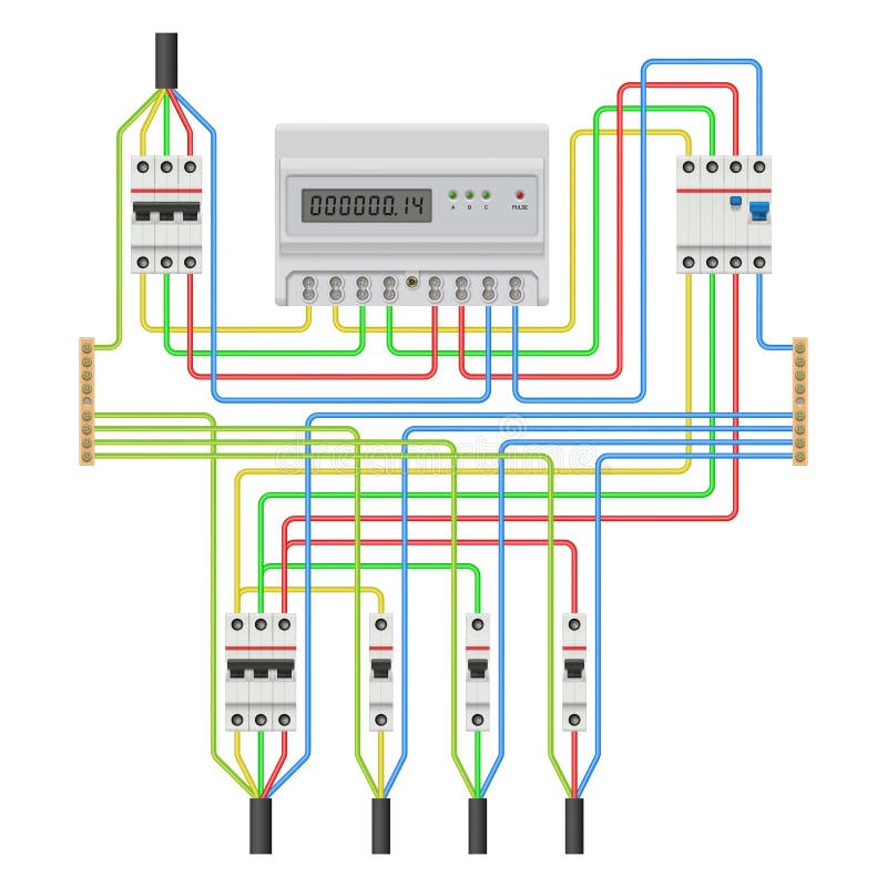 Three-phase Network Energy Meter Connection Diagram. Stock Vector ...