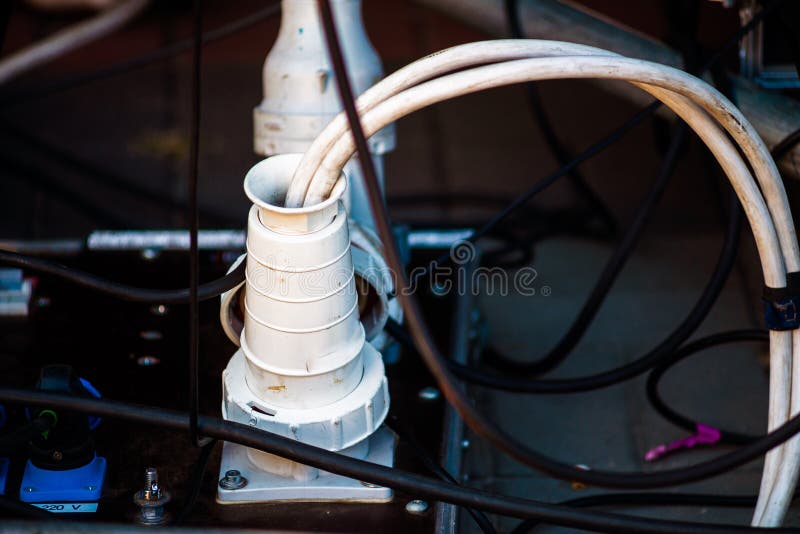 Three-phase Socket. Power Plug with Cable Stock Photo - Image of ...