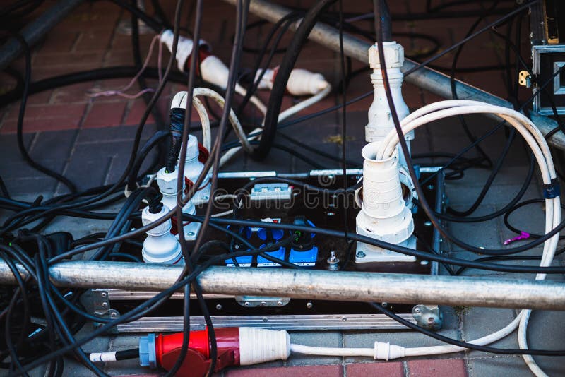 Three-phase Socket. Power Plug with Cable Stock Image - Image of center ...