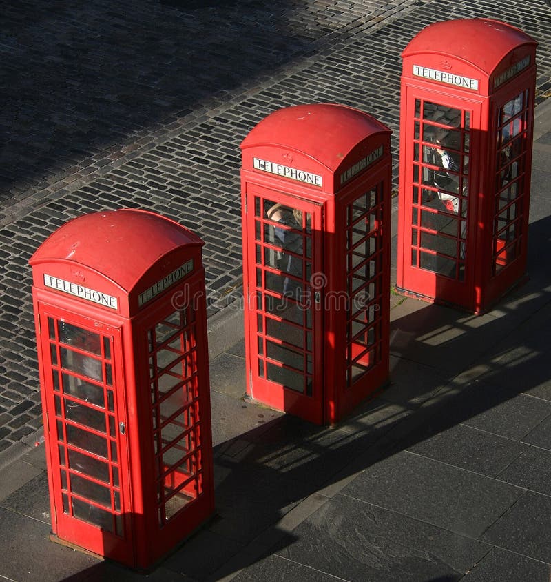 Three phone boxes stock image. Image of colour, communication - 692331