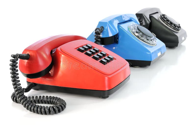 Three phones stock image. Image of blue, cable, retro - 17465565