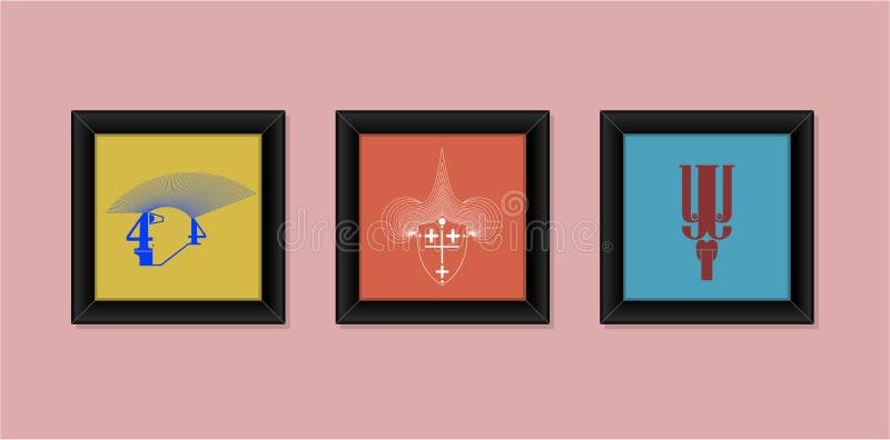 Three Photo Frames with Abstract Illustration Work Stock Vector ...