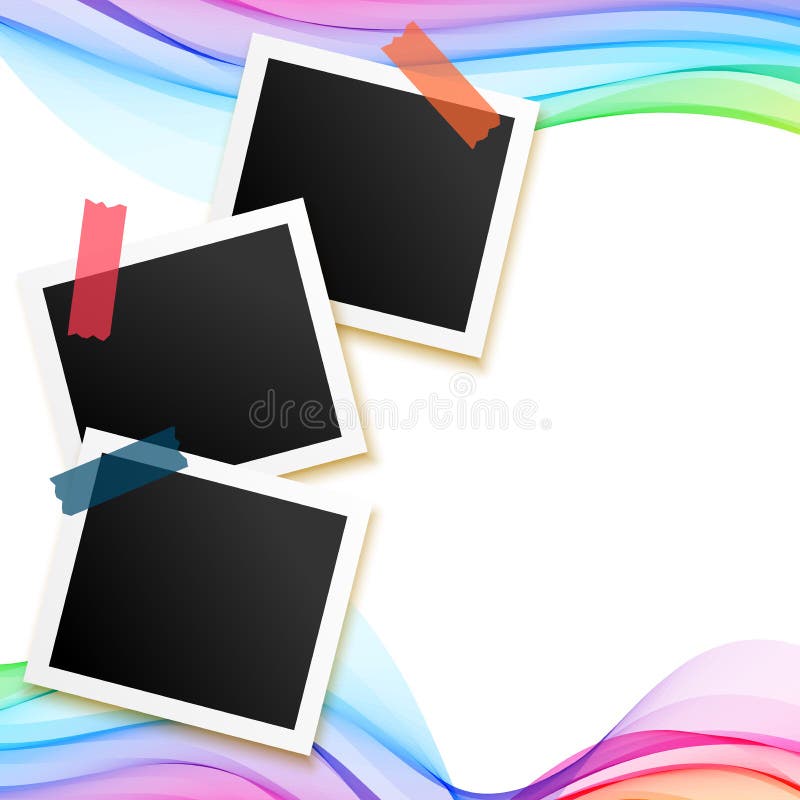 Three Photo Frames on Rainbow Background Design Stock Vector ...