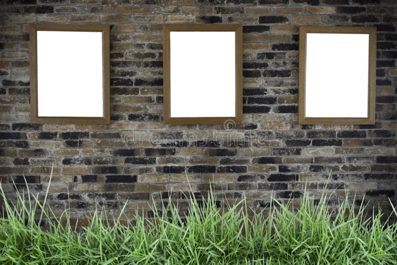 Three photo frames on wall stock image. Image of gold - 16436205