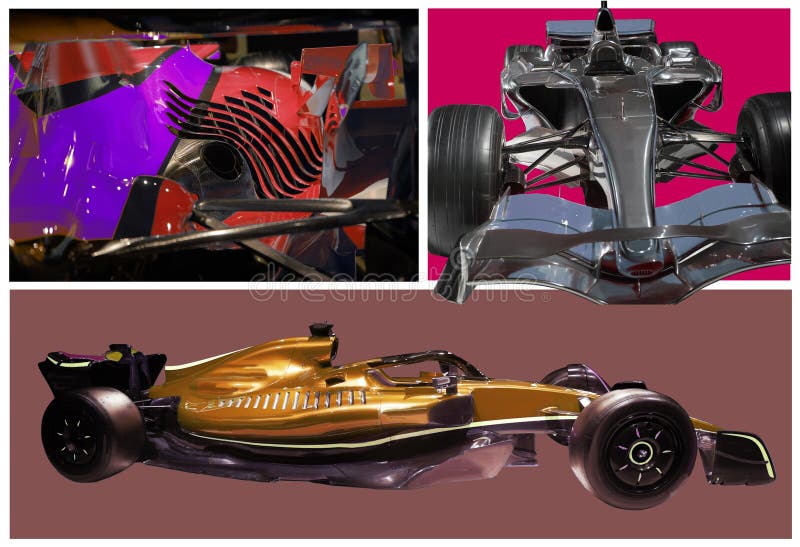 Three Photos of Formula One Cars Stock Image - Image of pilot ...