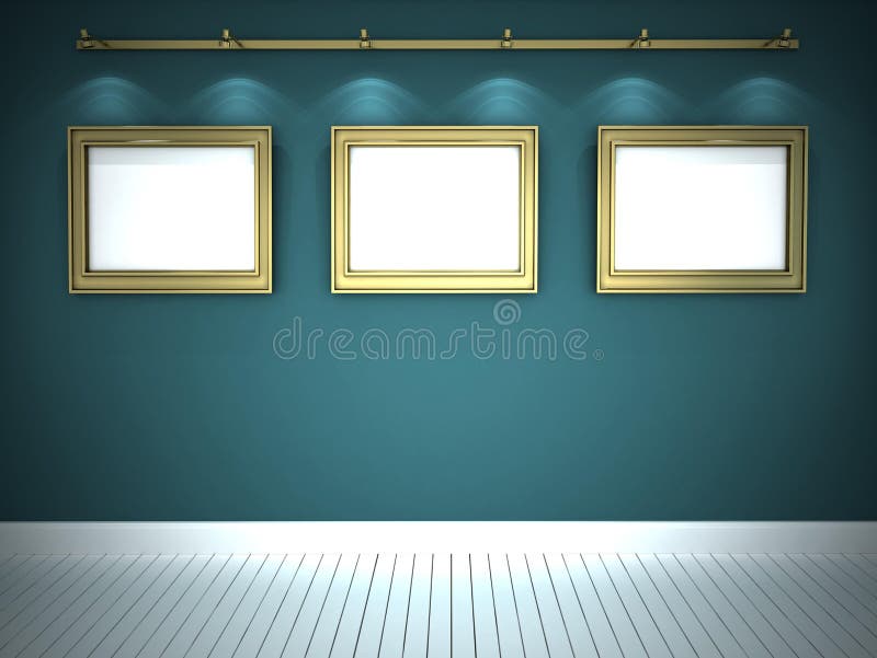 Three Pictures in Blue Gallery Stock Illustration - Illustration of ...
