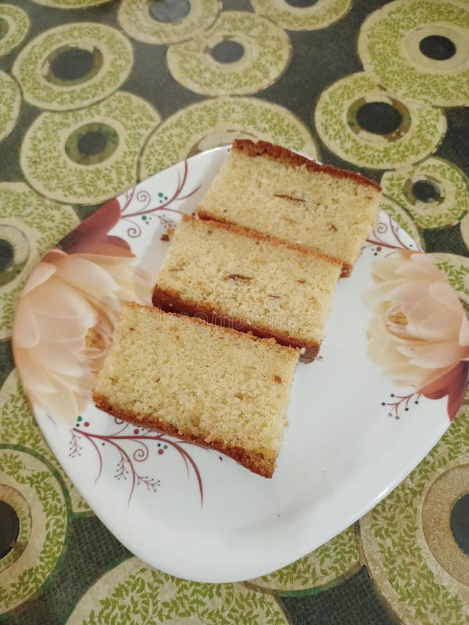 Three Piece of Cake on the White Colour Dish Plate Stock Photo - Image ...