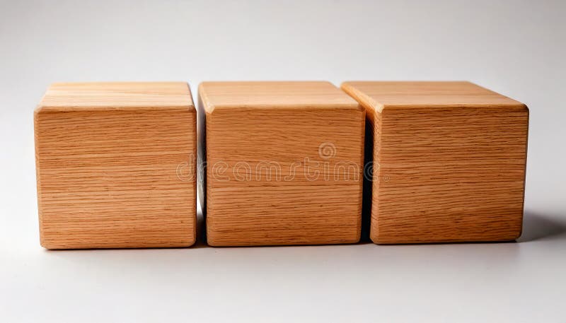Three Piece Light Wooden Plain Cube Stock Illustration - Illustration ...