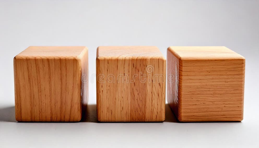 Three Piece Light Wooden Plain Cube Stock Illustration - Illustration ...