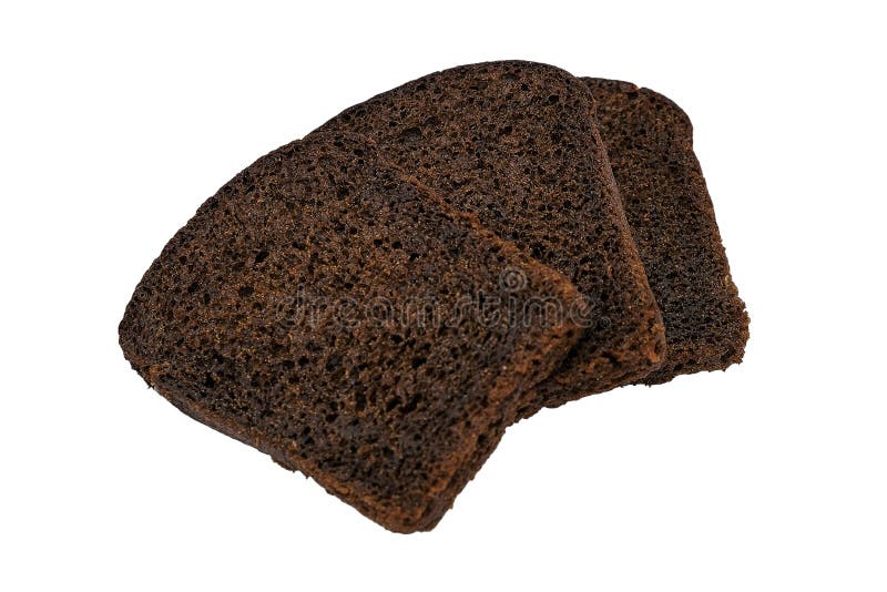 Three Pieces of Black Rye Bread, Isolated on a White Background Stock ...