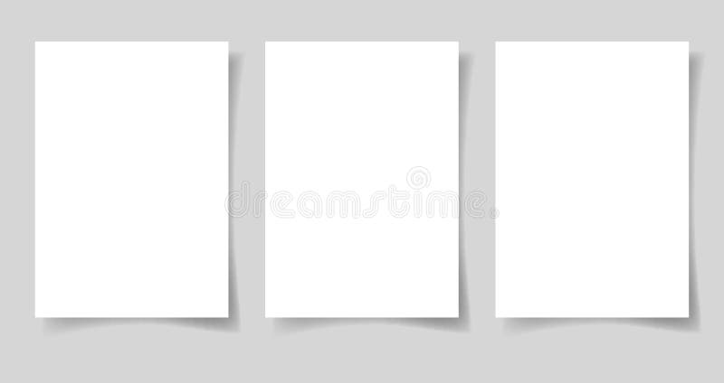 Three Pieces Blank Sheet of White Paper A4 Format Stock Vector ...