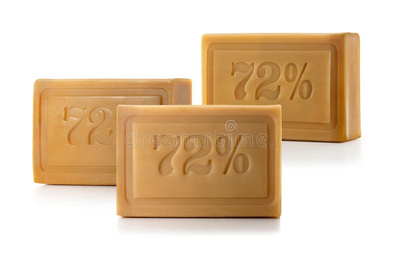 Three Pieces of Brown Laundry Soap on a White Background. Full Depth of ...