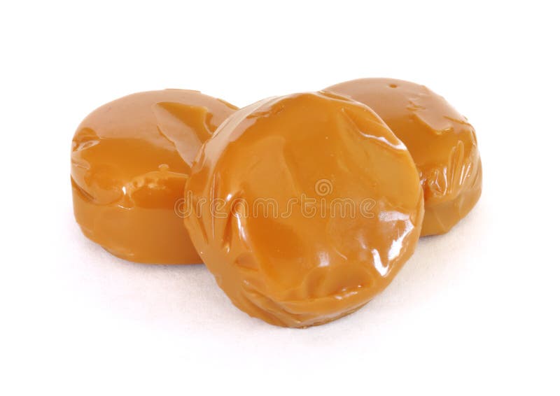 Three Pieces of Caramel Candy Stock Image - Image of closeup ...