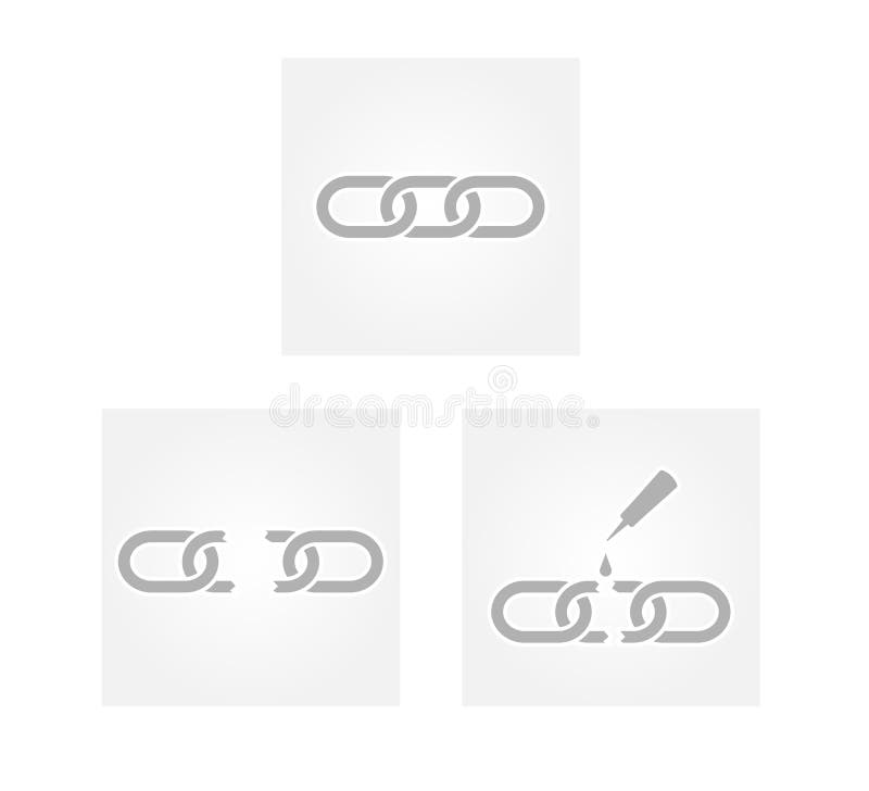 Three pieces of chain stock illustration. Illustration of connection ...