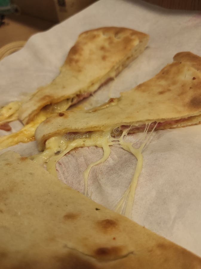 Three Pieces of Cheeze Pizza Stock Photo - Image of cheese, vegetable ...