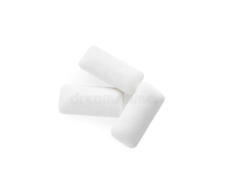 Three Pieces of Chewing Gum on White Background, Top View Stock Image ...