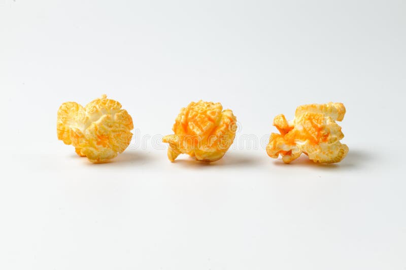 Three Pieces of Delicious Popcorn on the White Background Stock Image ...