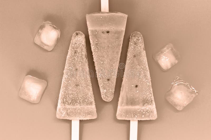 Three Pieces of Ice Cream and Ice Cubes in Trending Color of Year 2025 ...